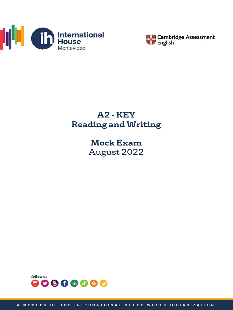 A2 Key For Schools ReadingAndWriting Question Paper 1 | PDF