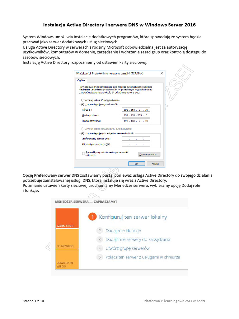 Instalacja_Active_Directory_i_serwera_DNS_w_Windows_Server_2016 | PDF