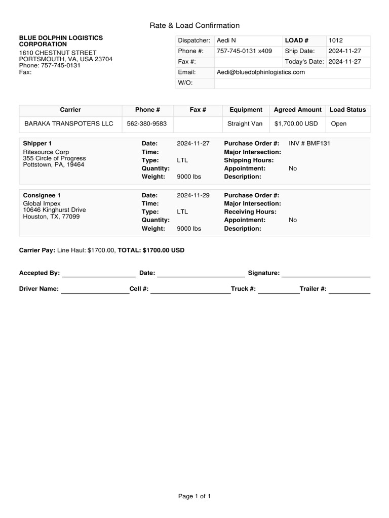 Load_Confirmation_1012 (2) | PDF