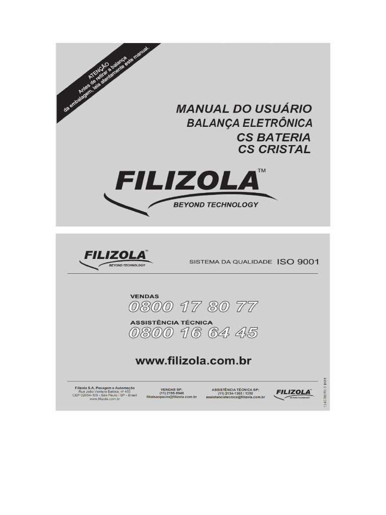 Manual Filizola CS15 | PDF