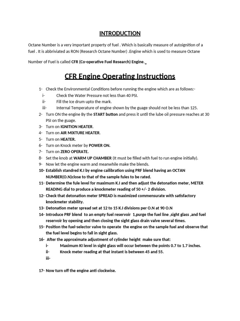 CFR Operating Instructions | PDF