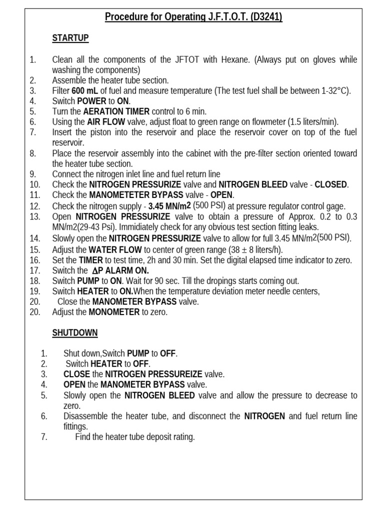 JFTOT Operation Manual | PDF
