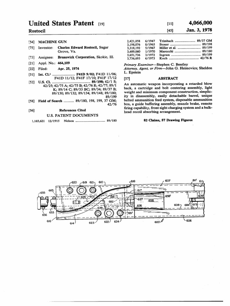 US4066000 - Machine Gun pattern | PDF | Machine Gun | Gun Barrel