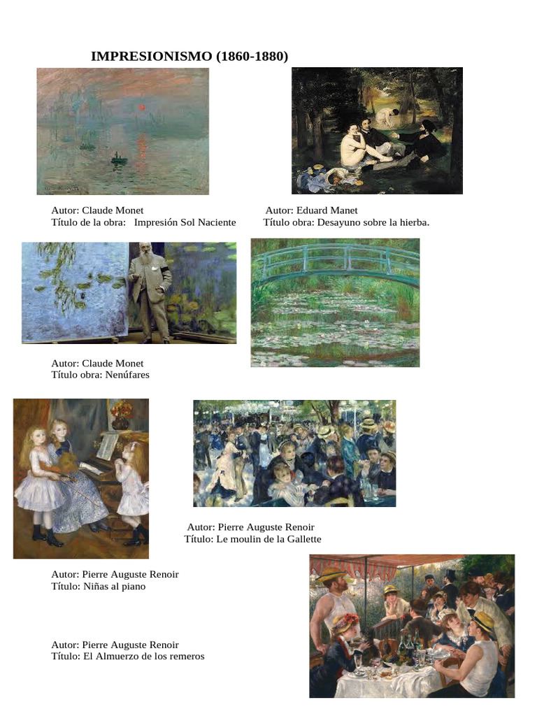 Obras Impresionismo y Postimpresionismo | PDF