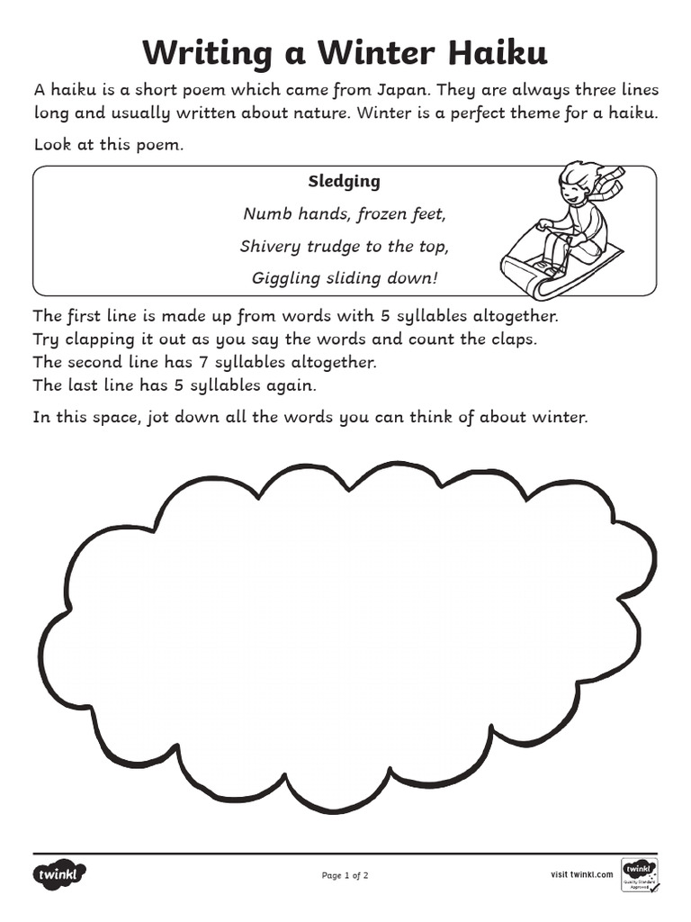 KS1 Writing Your Own Winter Haiku Activity Sheet | PDF