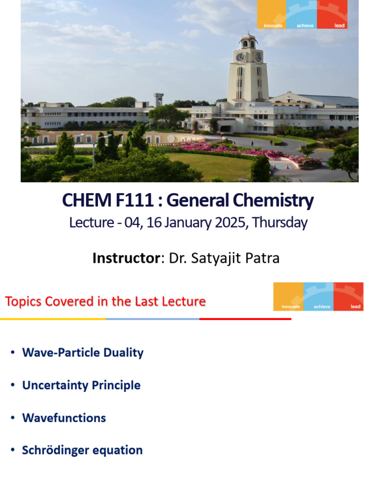 GenChem Lec4 | PDF | Wave Function | Quantum Mechanics