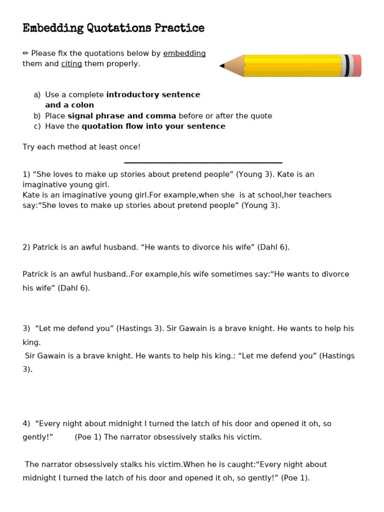 Embedding Quotations Practice | PDF