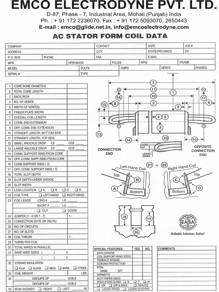 Ac Stator Coil Data Form | PDF