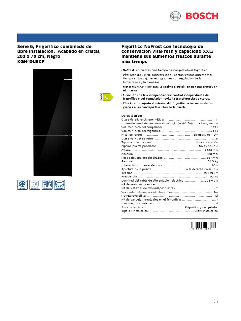 KGN49LBCF | PDF | Refrigerador | Electricidad