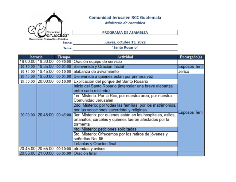 Programa Asamblea 13 de Octubre | PDF