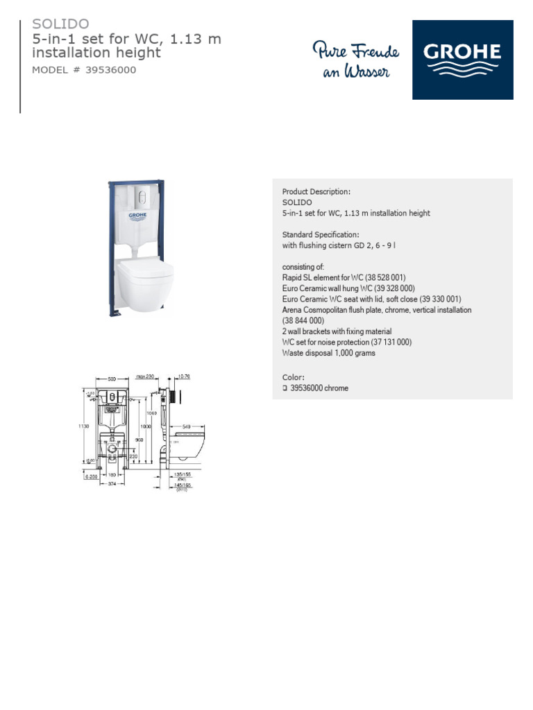 SOLIDO 5-in-1 WC Set, 1.13m Height | PDF