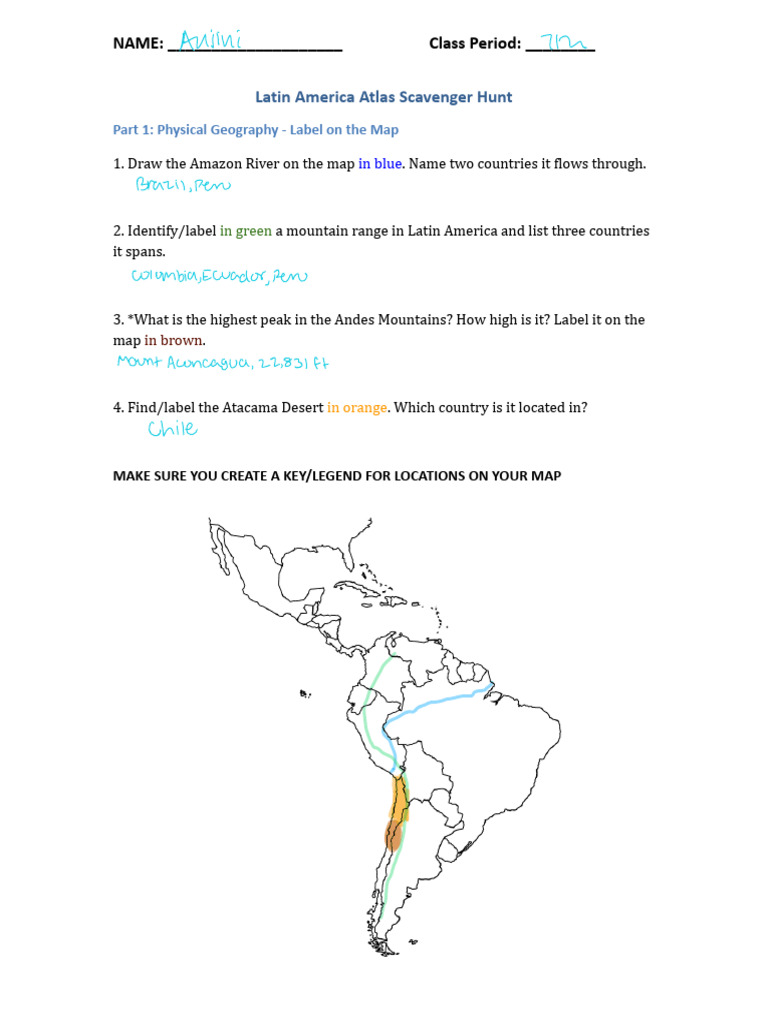 Atlas Scavenger Hunt | PDF | Latin America | South America