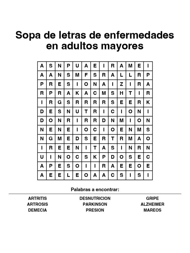 Sopa de Letras | PDF | Especialidades Medicas | Sistema musculoesquelético