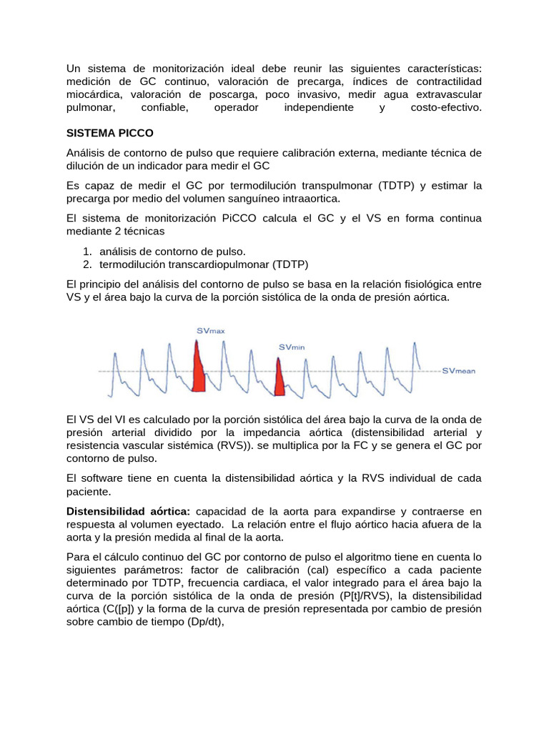 Monitoreo Picco | PDF | Aorta | Presión sanguínea