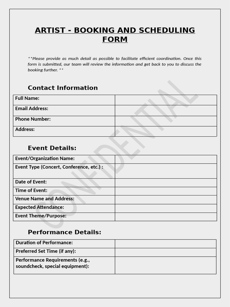 Artist Booking Form | PDF