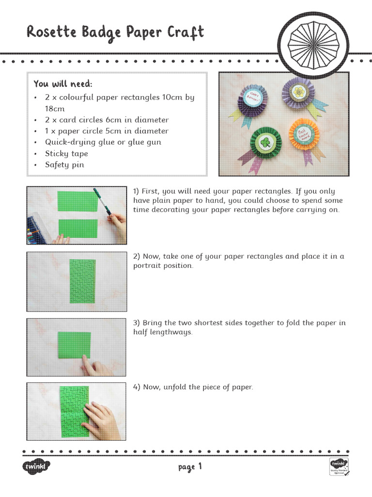 DIY Paper Rosette Badge Craft Guide | PDF