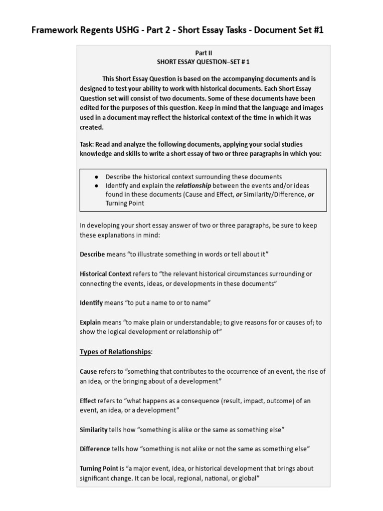 Short Essay Framework for US History | PDF | Essays | Mind