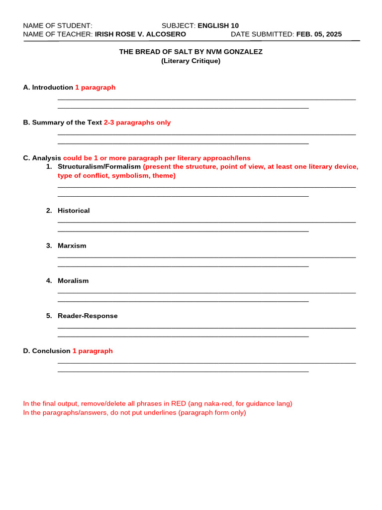Literary Critique Format-INTEGRITY | PDF