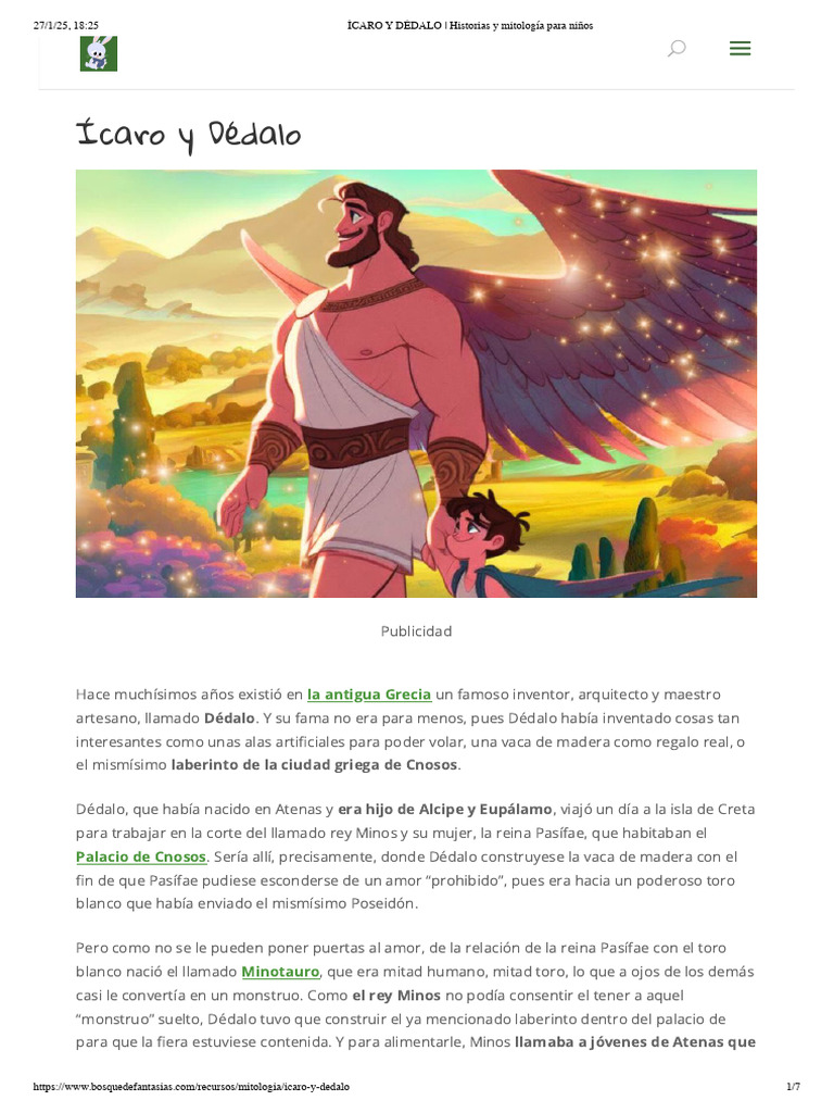 ÍCARO Y DÉDALO - Historias y Mitología para Niños | PDF | Minotauro