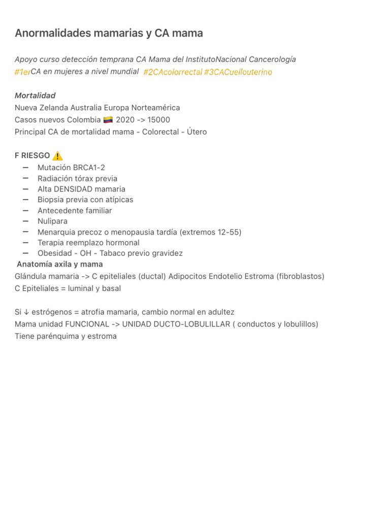 Anormalidades mamarias y CA mama | PDF | Cáncer de mama | Pecho