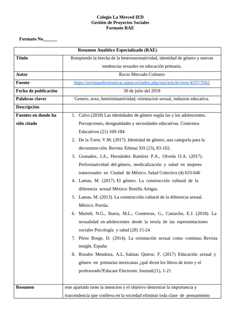 Formato RAE #4 | PDF | Enseñando | Conocimiento