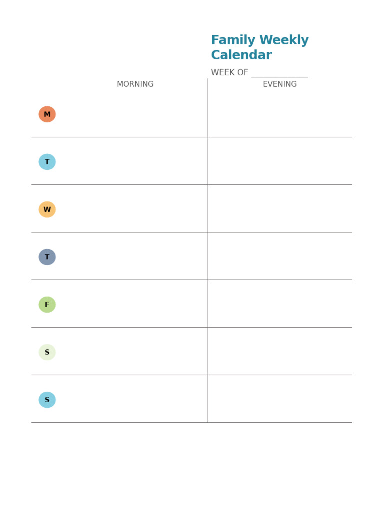 Family Weekly Calendar | PDF