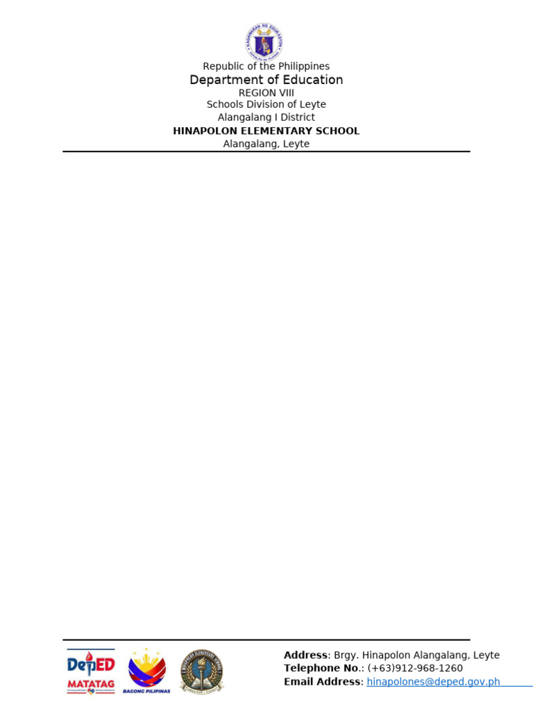 Hinapolon Elementary School Contact Info | PDF