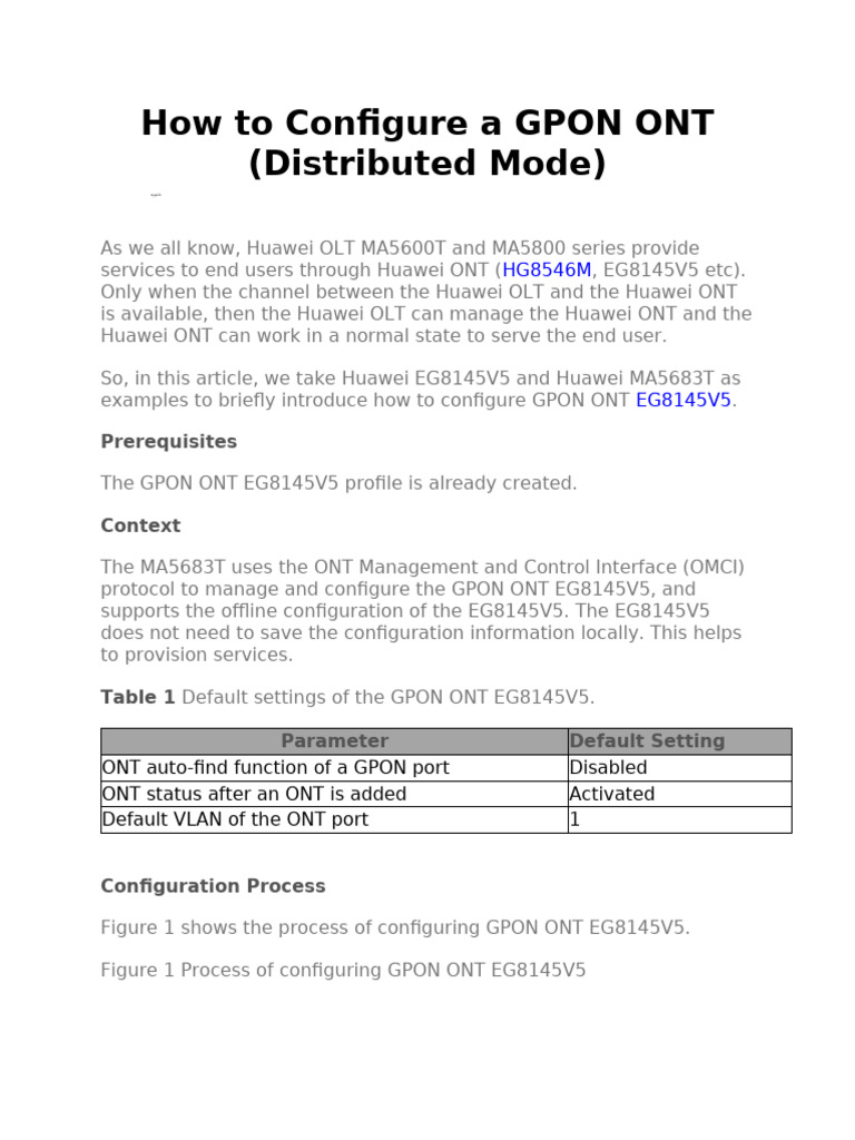 How To Configure A GPON ONT (Distributed Mode) | PDF | Ip Address | Password