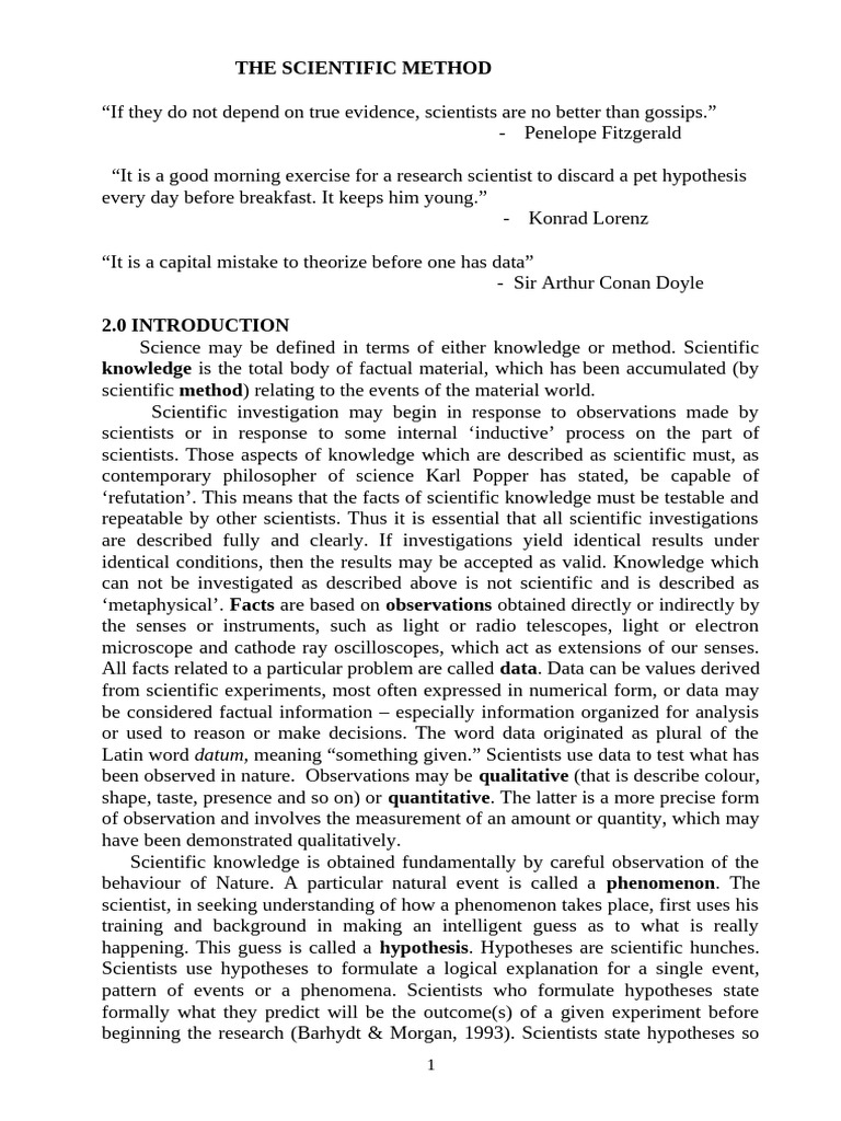 Science Method for Researchers | PDF | Hypothesis | Scientific Method