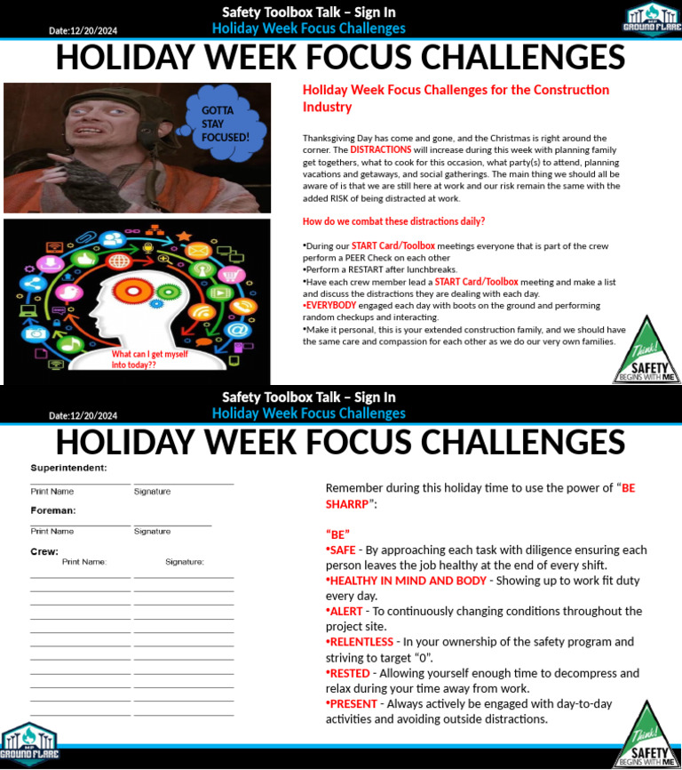 Holiday Week Focus Challenges - 12!20!24 | PDF