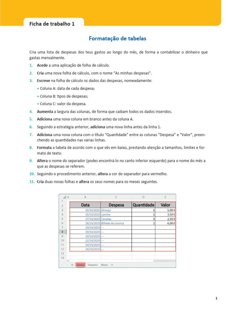 Fichas de Trabalho - Excel | PDF | Cálculo | Dados