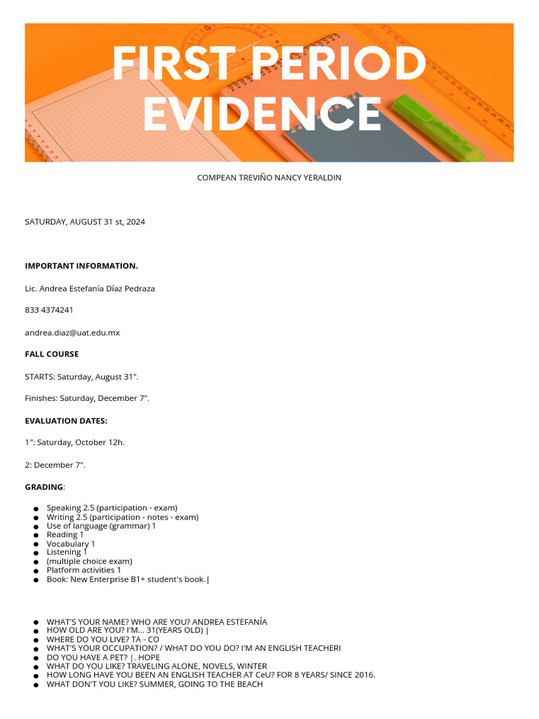 First Period Evidence - NYCT | PDF | Linguistics | Grammar