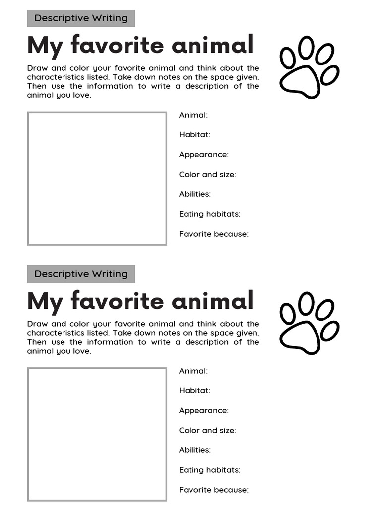 Favorite Animal Drawing and Description Guide | PDF