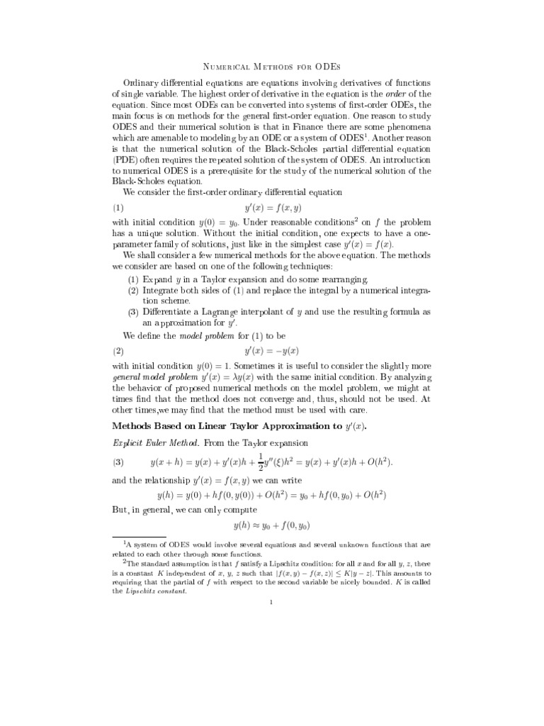 Methods For ODEs | PDF