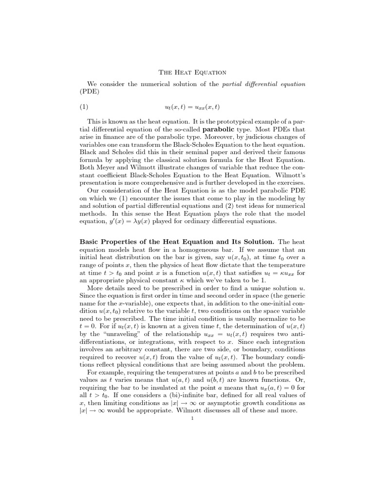 Numerical Solutionofthe Heat Equation | PDF | Partial Differential ...