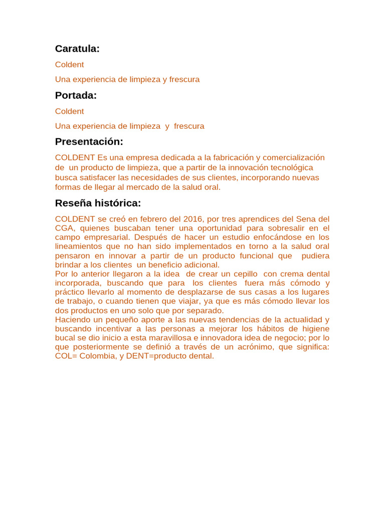 Cepillo Dental Coldent: Innovación y Comodidad | PDF | Calidad ...