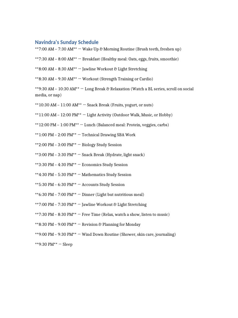 Navindra Sunday Schedule | PDF