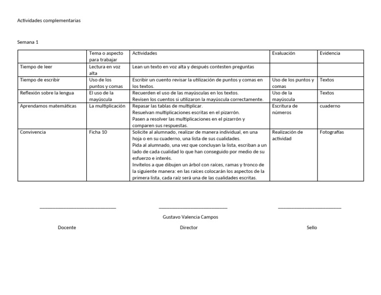 Actividades Complementarias | PDF | Escritura | Comunicación humana