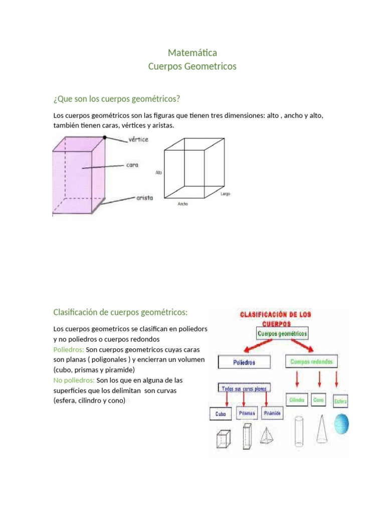 Cuerpos Geométricos: Clasificación y Definición | PDF