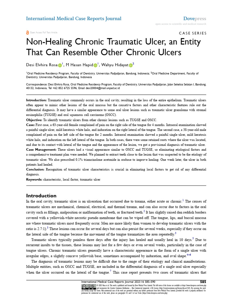 IMCRJ 421748 Non Healing Chronic Traumatic Ulcer An Entity That Can ...