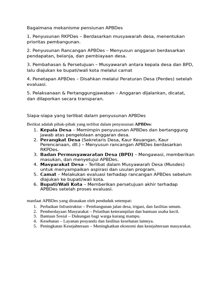 Contoh APBDes desa lelamo beserta lampiran | PDF