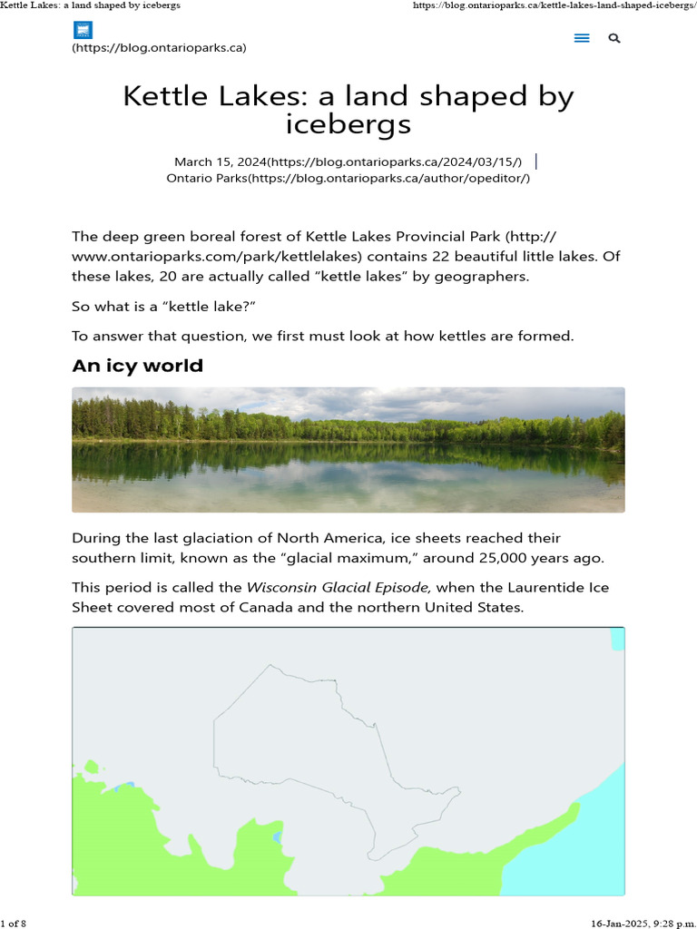 Kettle Lakes: Iceberg-Formed Wonders | PDF | Glacier | Glaciology