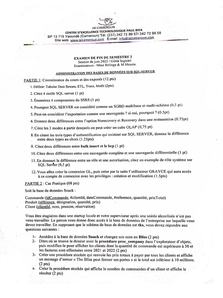 IAI-Cameroun-NIVEAU III-Génie Logiciel-Administration Des BD Sur SGL-Server-normal-1675964170936 ...