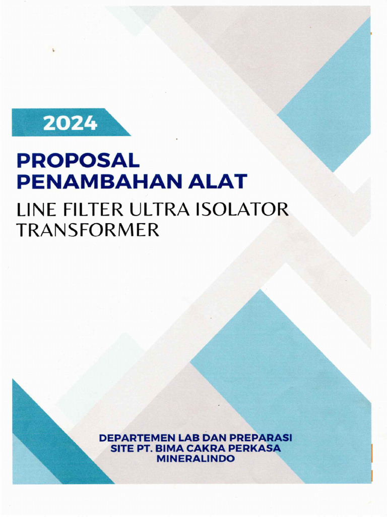 Proposal Penambahan Alat Line Filter Ultra Isolator Transformer | PDF