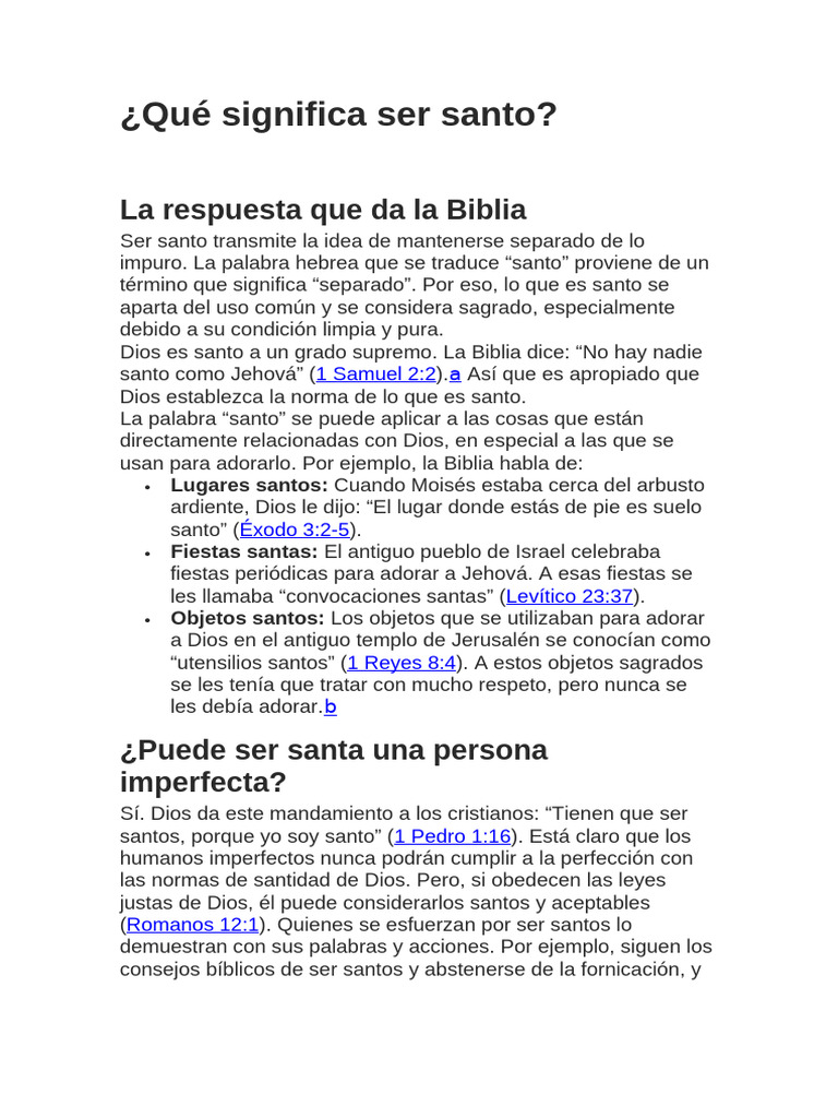 Significado bíblico de ser santo | PDF | Santo | Biblia