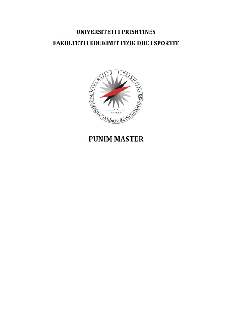 Punim Master: Universiteti I Prishtinës Fakulteti I Edukimit Fizik Dhe I Sportit | PDF