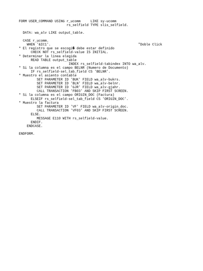 SAP ALV Double Click Functionality | PDF