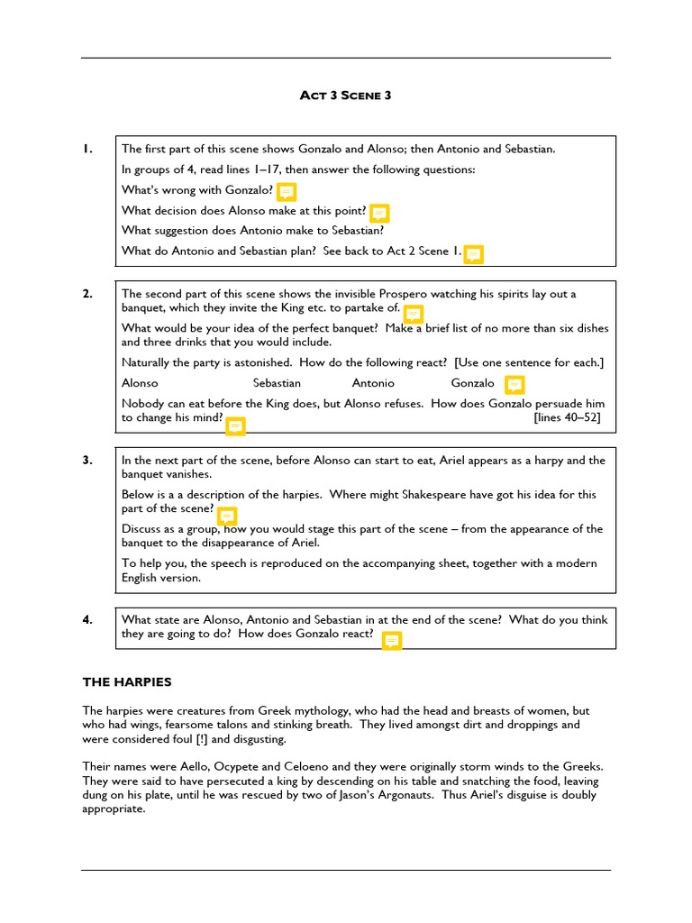 Tempest Act 3 Scene 3 | PDF