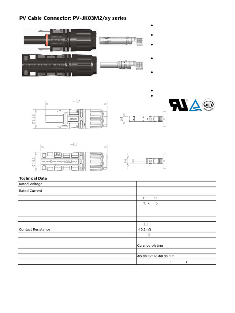 Data MC4 JINKO SOLAR | PDF