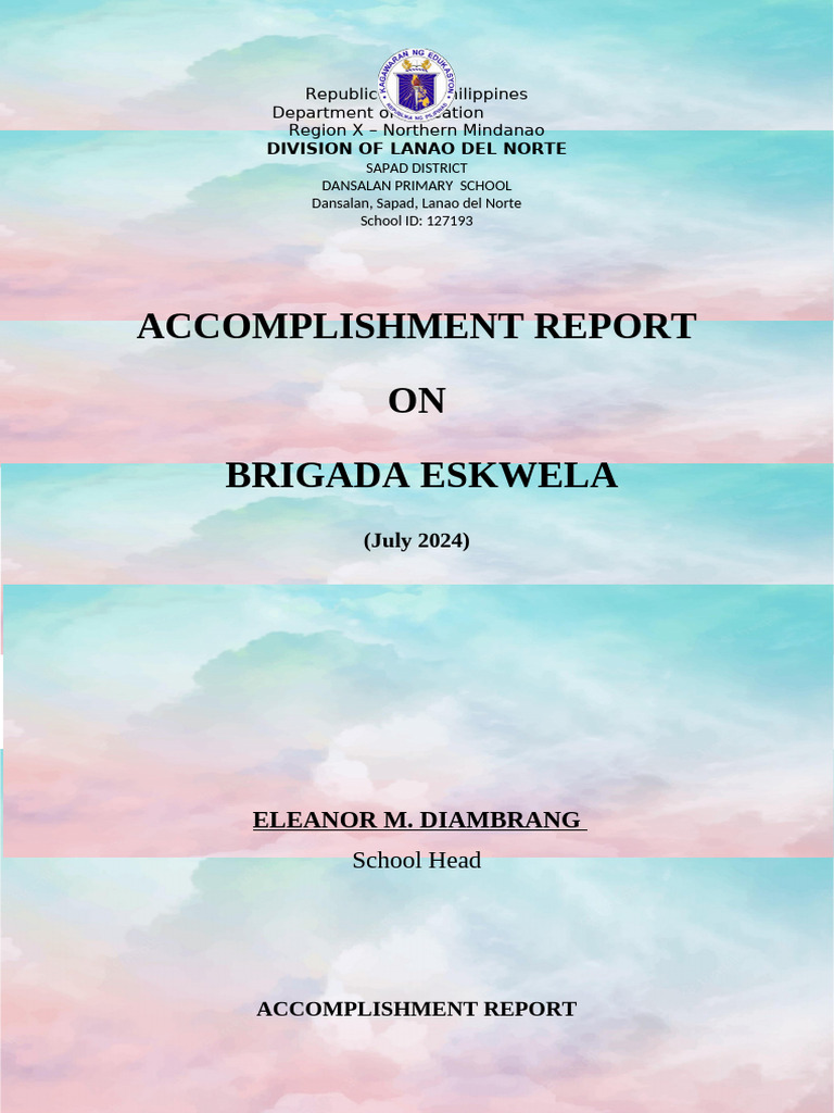 Bregada Accomplishment-Report | PDF | Curriculum | Teachers